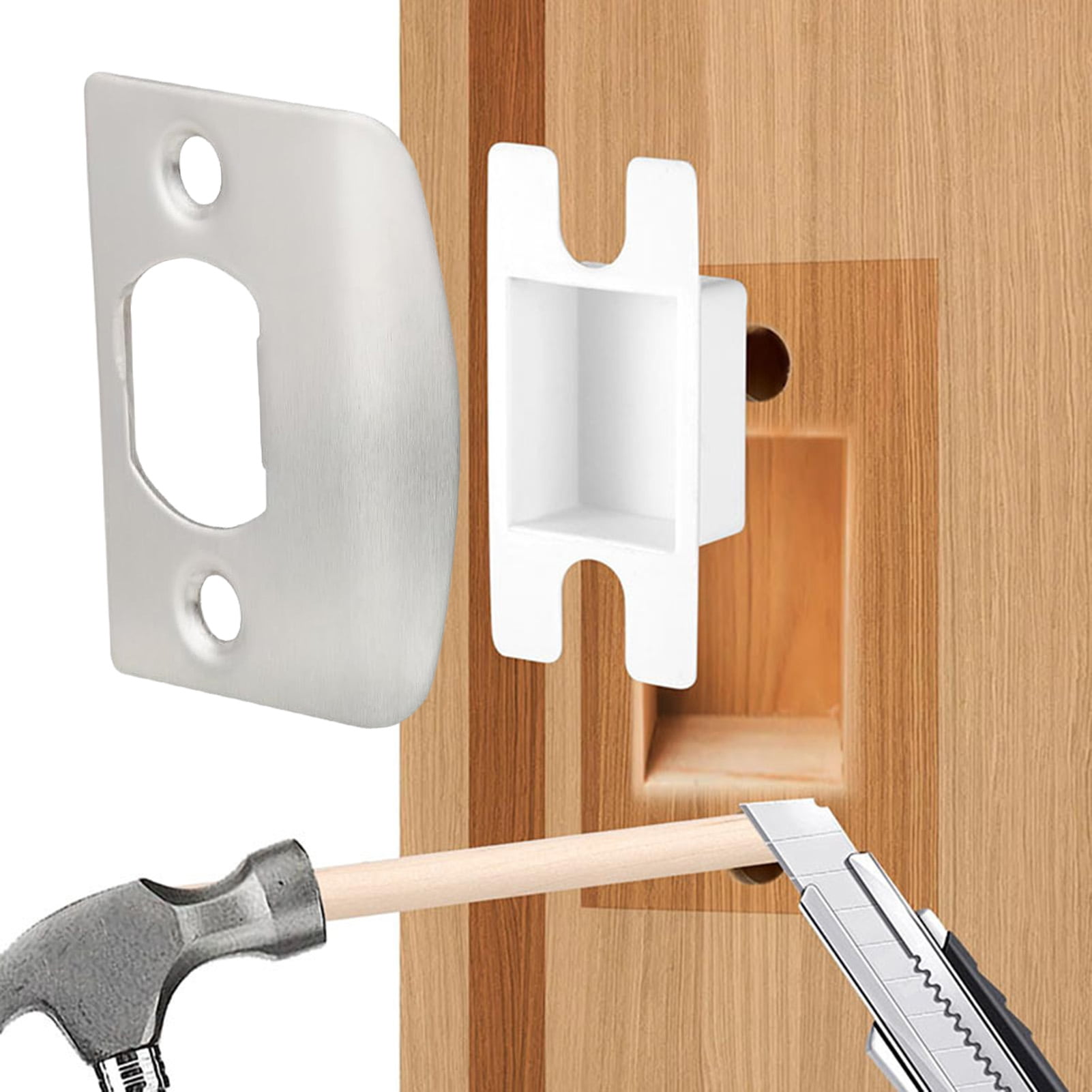 opvise Door Lock Strike Plate with Spacer Shim Wood Dowels Strips ...