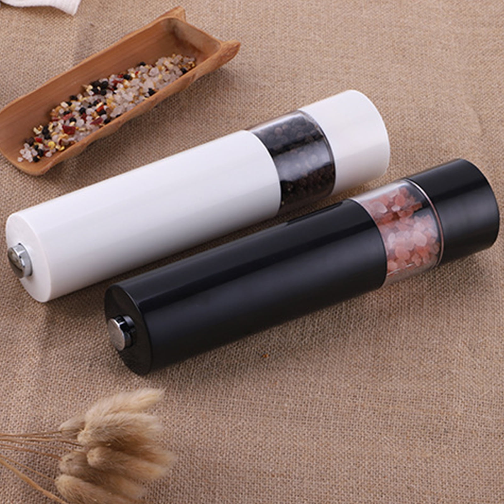 opvise Electric Pepper Mill Adjustable Grinding Knob LED Light Single ...