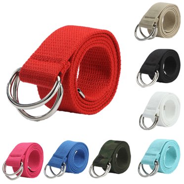 Falari Canvas Web Belt Metal Double D Ring Buckle for Men Women Casual ...