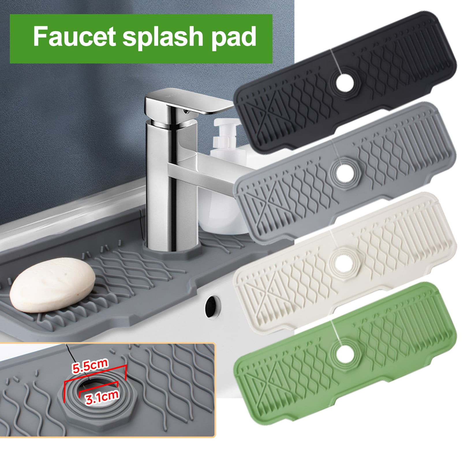 opvise Faucet Splash Pad Foldable Splash-resistant Slope Easy Drainage ...