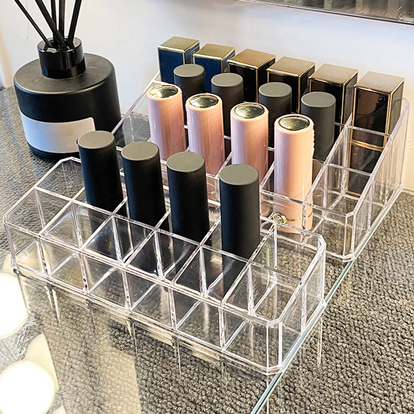opvise Lipstick Storage Box Save Space Transparent 12/18/36 Grids Women ...