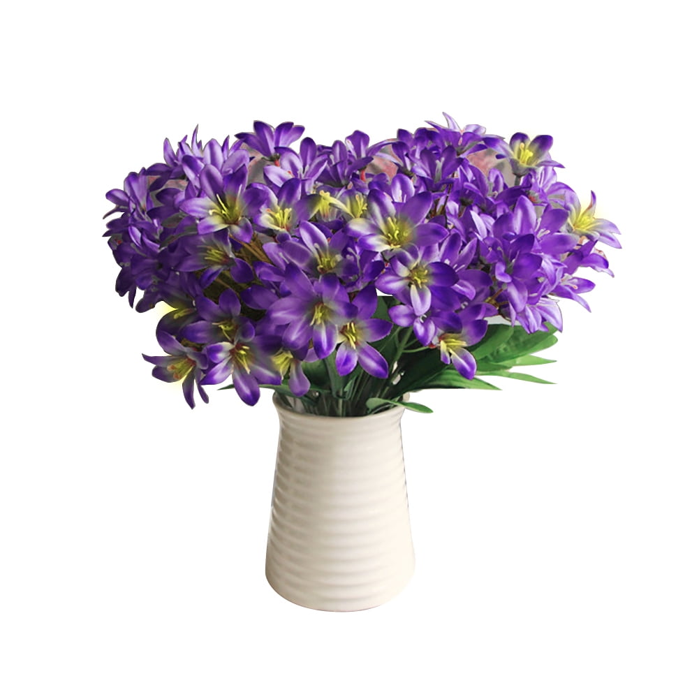 opvise Lovely Artificial Mini Lily Flower Bouquet Mothers Day Decor 24 ...