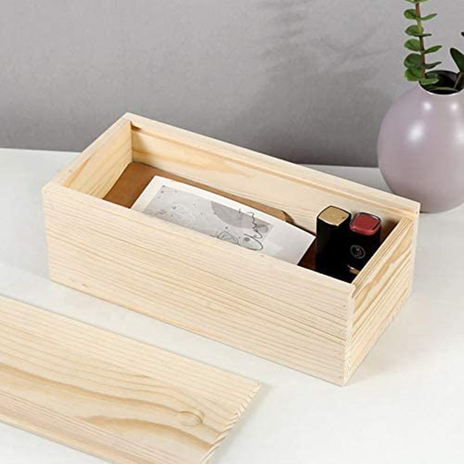opvise Natural Wood Storage Box Drawer Lid Design Handmade Versatile ...