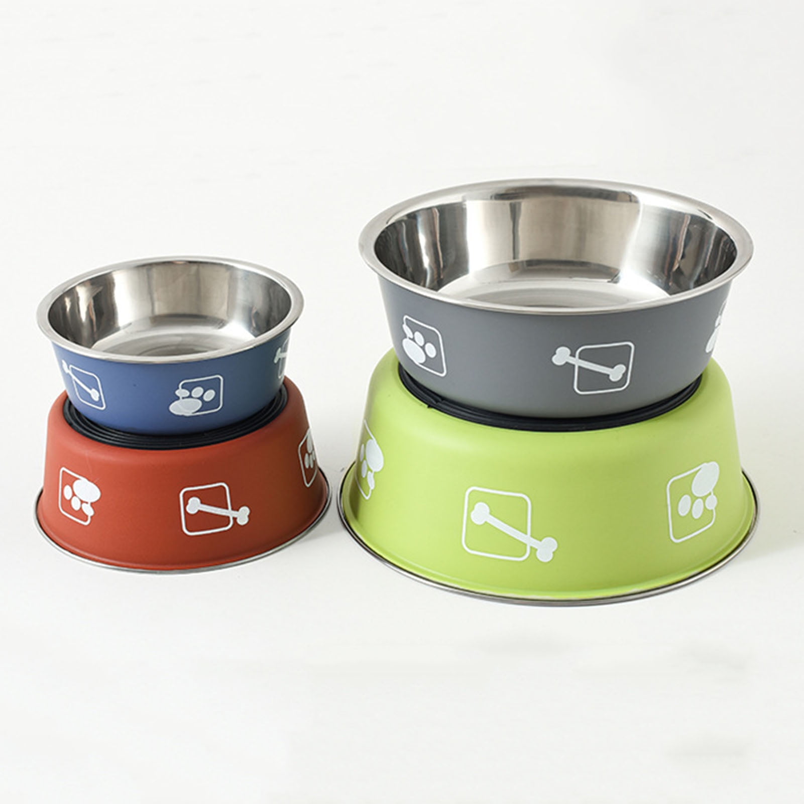 opvise Pet Feeder Bowl Durable Non-slip Stainless Steel Thickened Dog ...