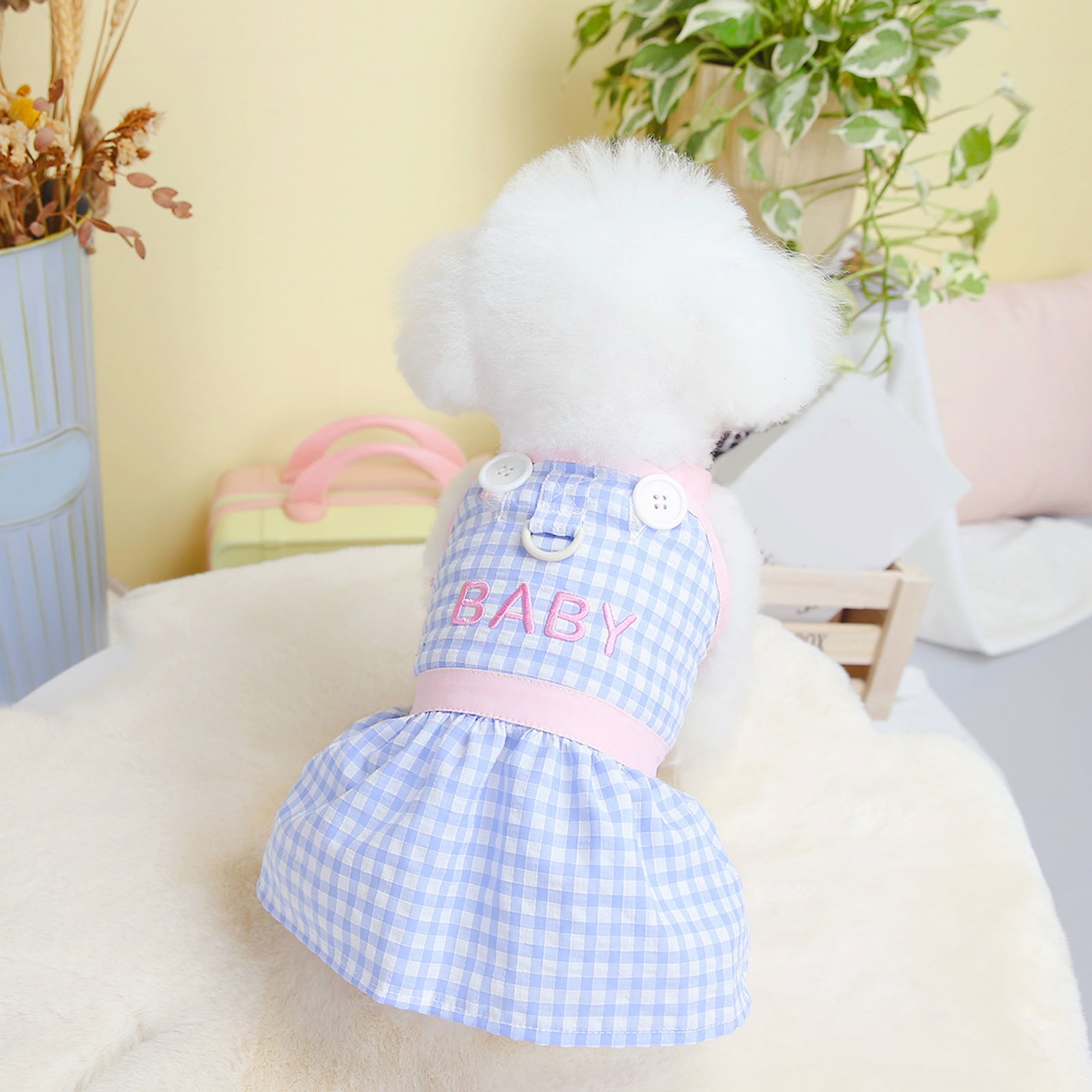 opvise Pet Princess Dress Sleeveless Ruffle BABY Embroidery Buttons ...