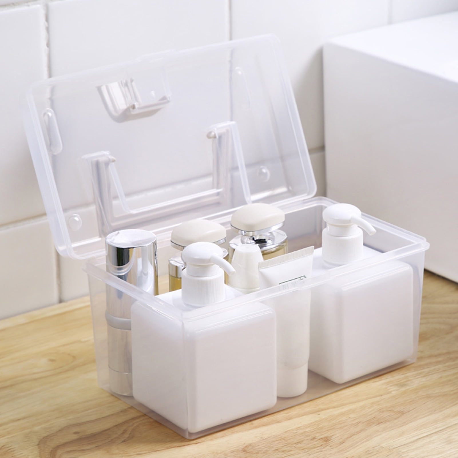 opvise Portable Multi-use Clear Plastic Storage Container Box with ...