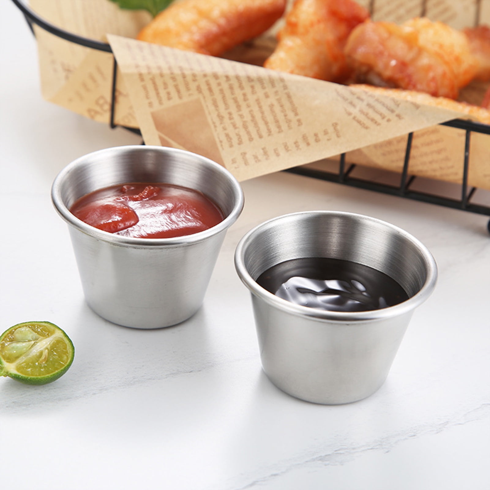 opvise Sauce Dipping Cup High Durability Rust-proof Stainless Steel ...