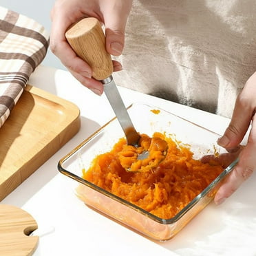 2 Pcs Stainless Steel Potato Masher, Heavy Duty Manual Masher with Wood ...