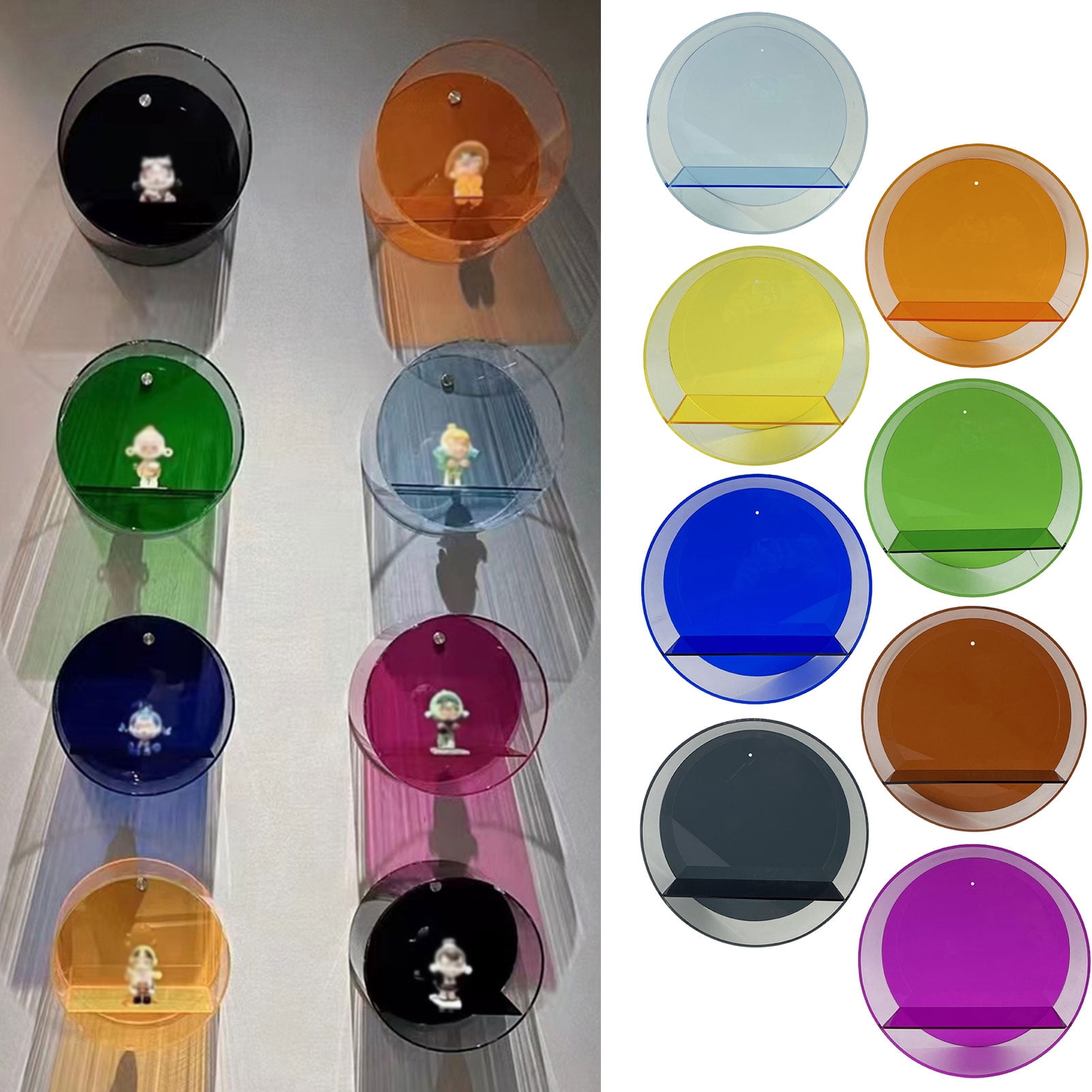 opvise Transparent Round Figurines Display Stand Home Decor Wall Non ...