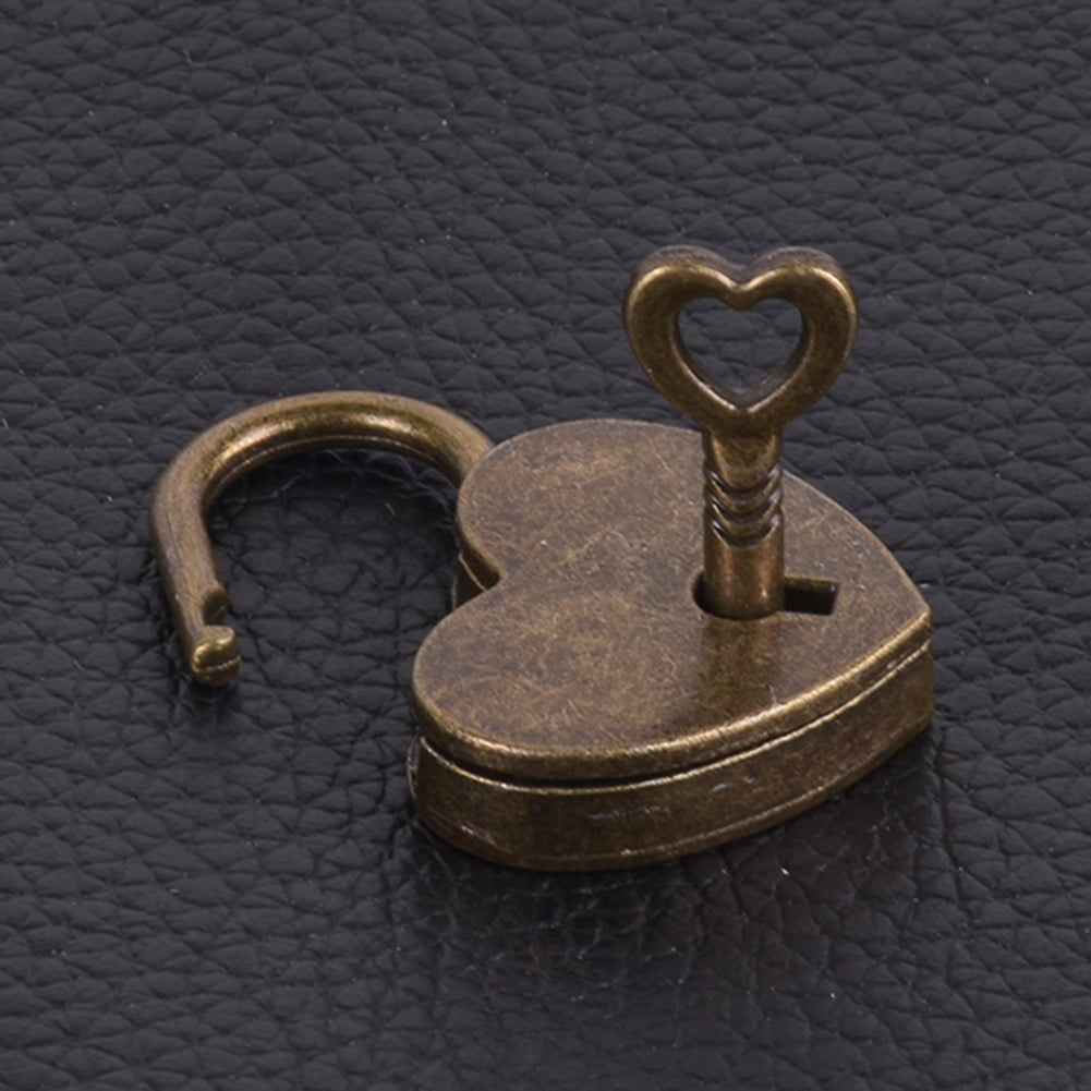 opvise Vintage Heart Shape Mini Padlock Bag Travel Suitcase Luggage Box ...