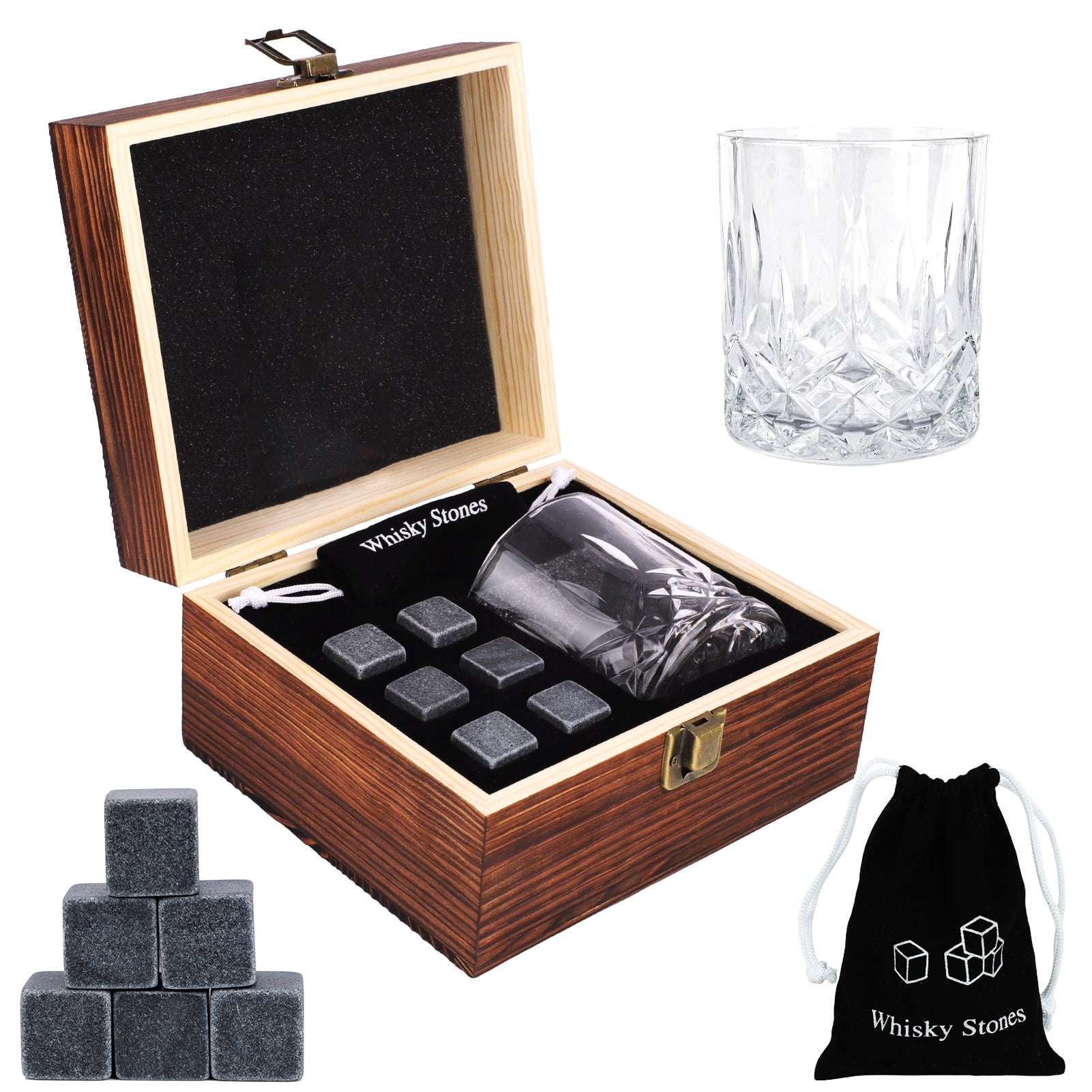 opvise Whisky Stones Glasses Single/Double Cup Gift Set Chilling Rocks ...
