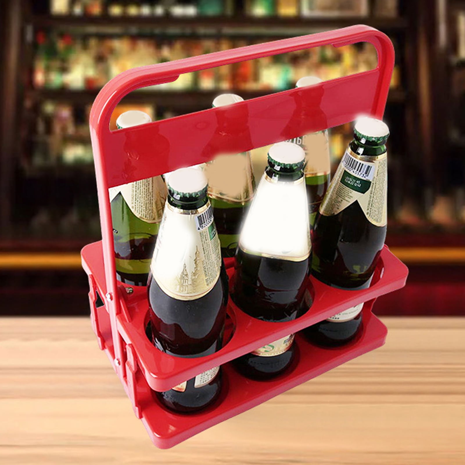 opvise Wine Bottle Rack 6 Pack Foldable Reusable Shatterproof Portable ...