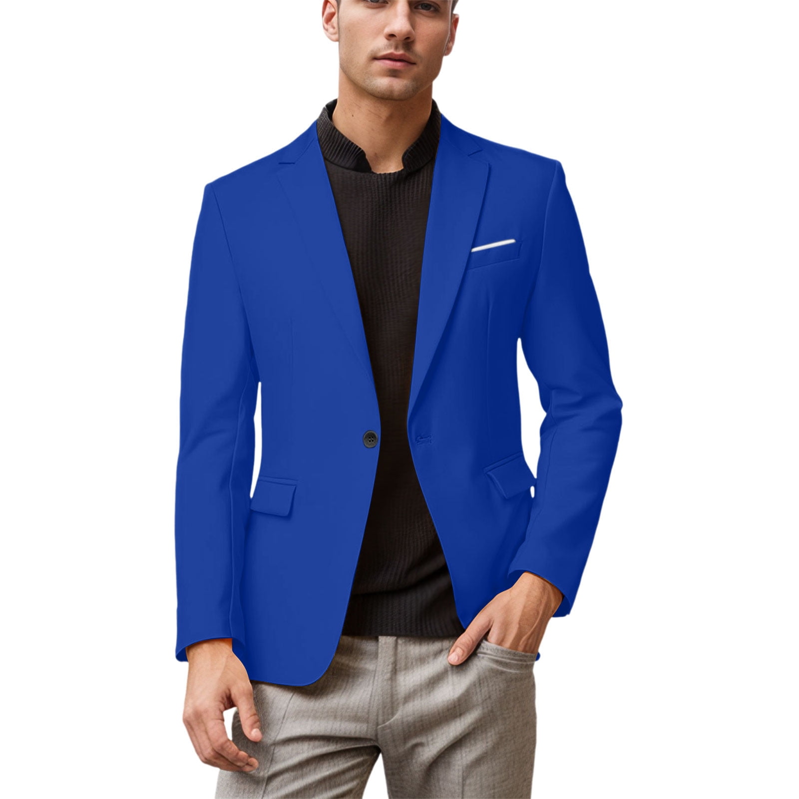 oqasdz Blazer for Men Fashion Suit Slim One Button Suit Solid Color ...