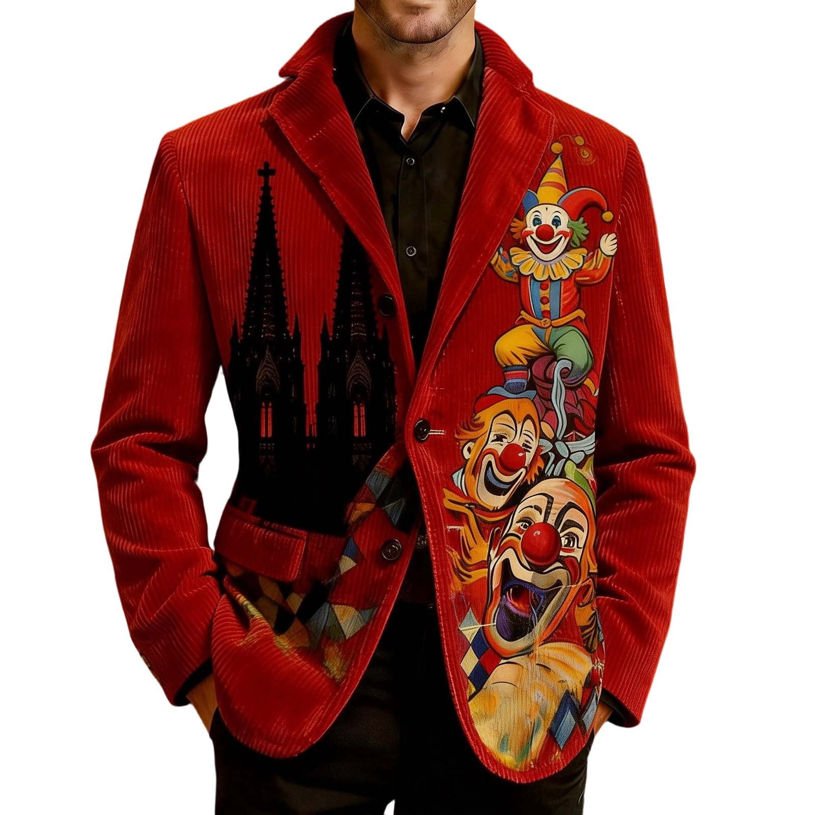 oqasdz Blazer for Men Statement Making Velvet Corduroy with Circus ...