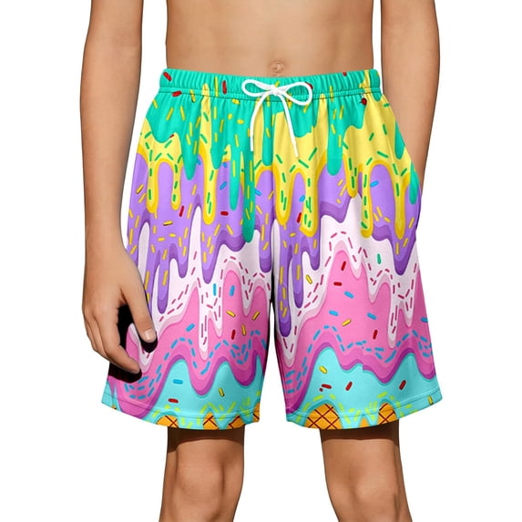 oqasdz Boys Shorts Elastic Waist Stylish Printed Pockets Swim Shorts ...