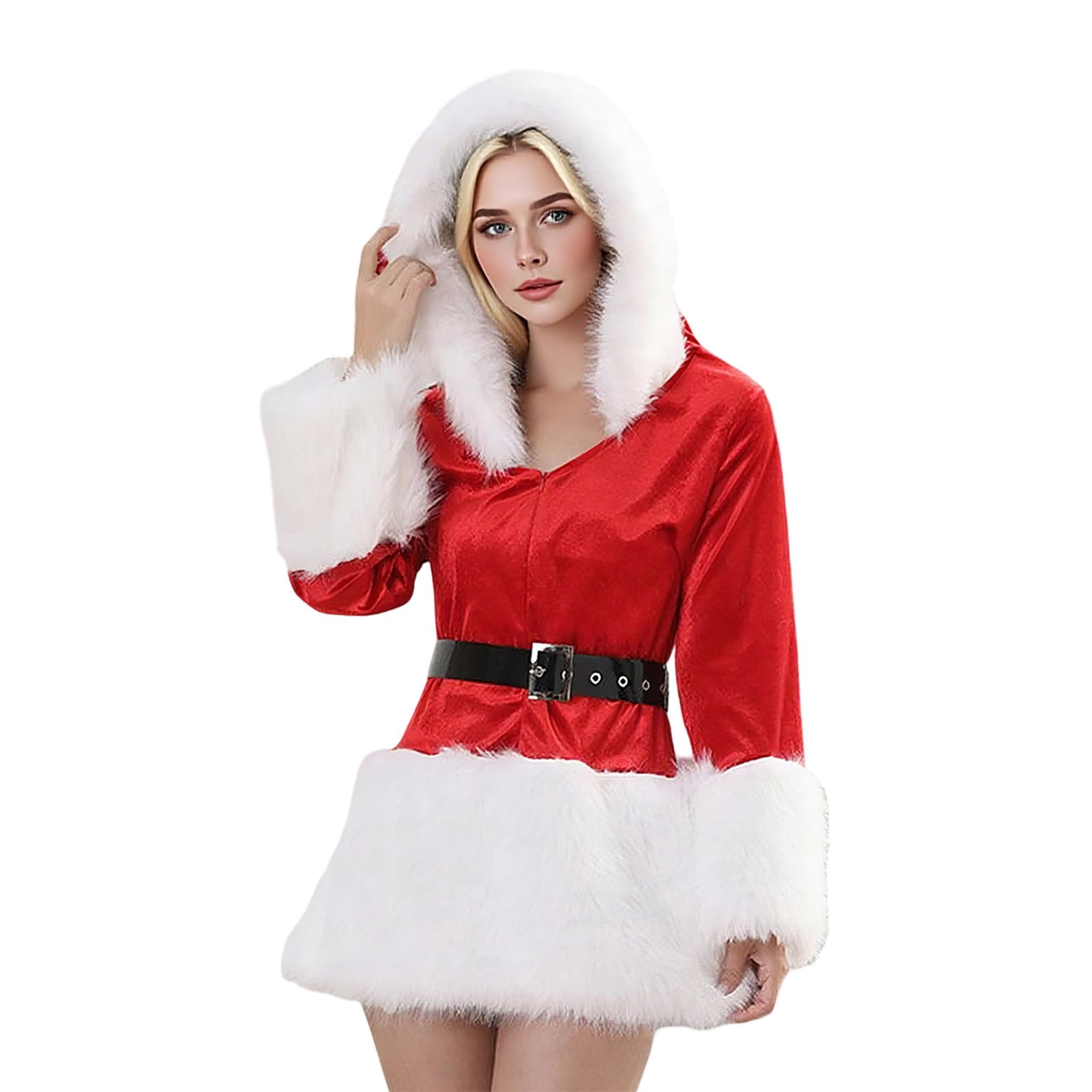 oqasdz Christmas Dresses for Women Adult Christmas Outfit with Belt ...