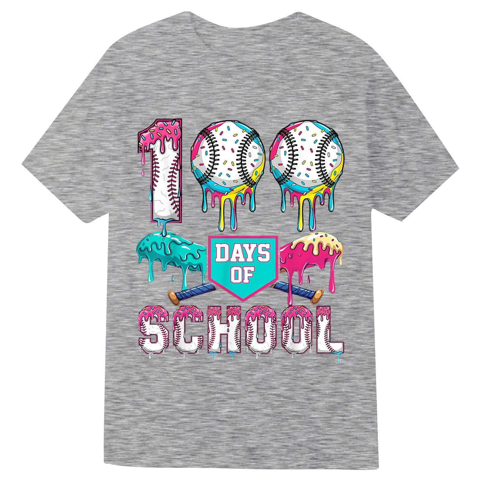 oqasdz Girls 100 Days of School Shirt Graphic Short Sleeve T Shirt for ...