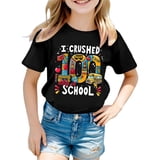 oqasdz Girls 100 Days of School Shirt Graphic Short Sleeve Tee for Back ...