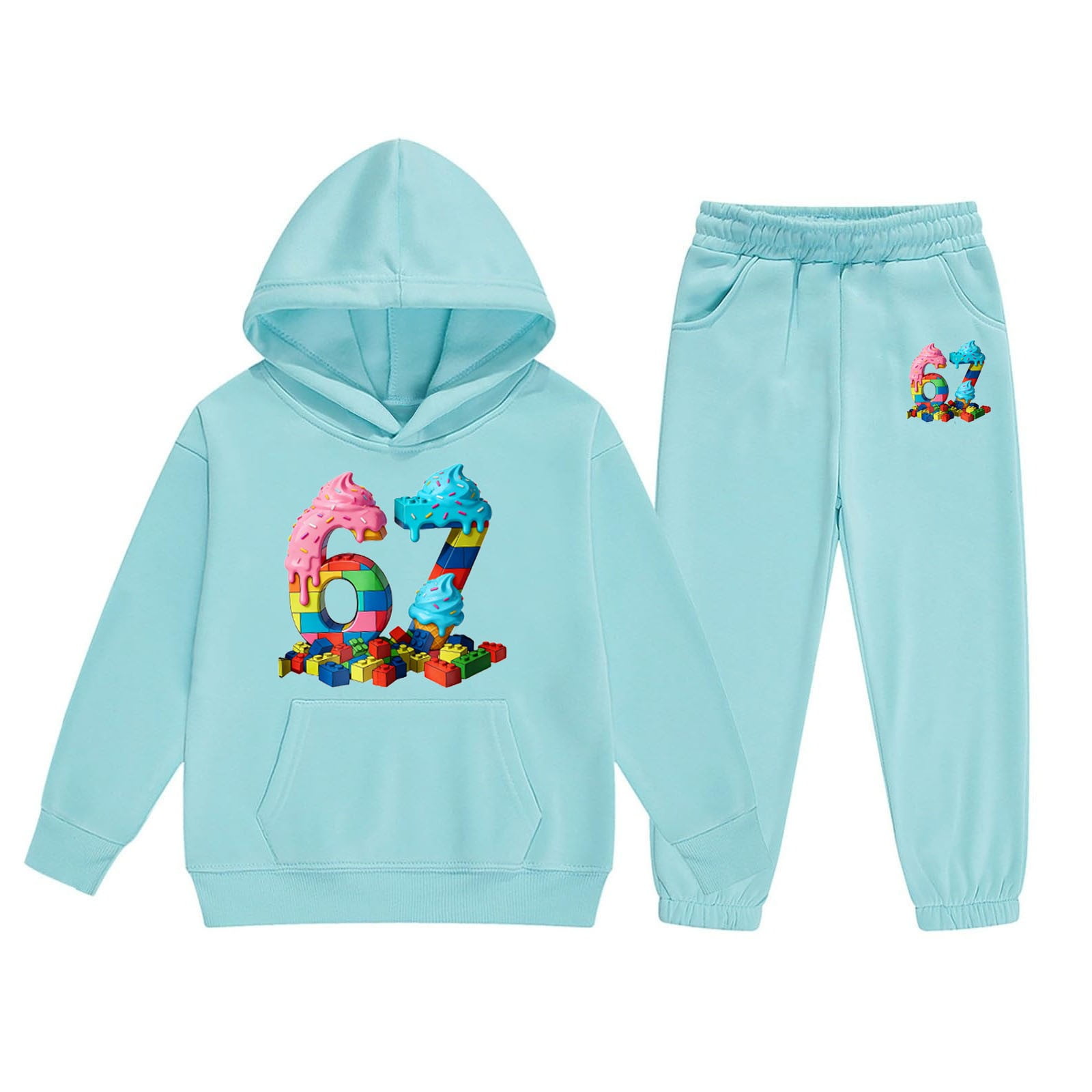 oqasdz Girls Clothes Boys Number 67 Print Long Sleeve Hooded Sweatshirt ...