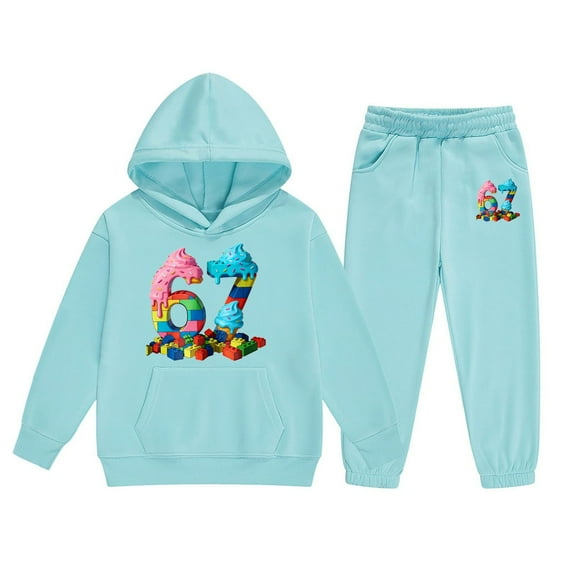 oqasdz Girls Clothes Boys Number 67 Print Long Sleeve Hooded Sweatshirt ...