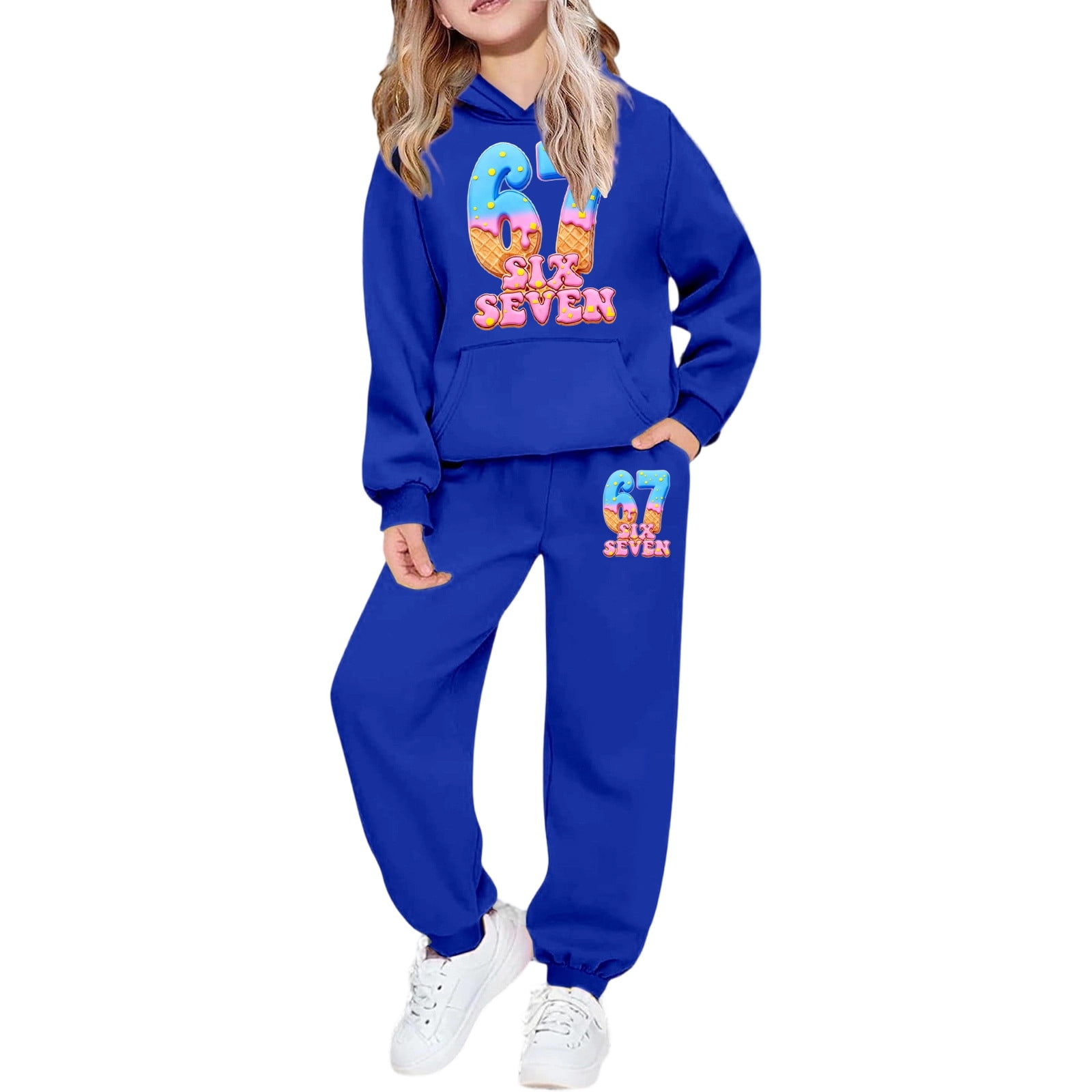 oqasdz Girls Clothes Long Sleeve 6 7 Printed Hoodie and Joggers Pants ...