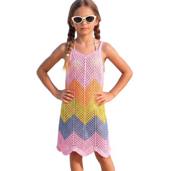 oqasdz Girls One Piece Swimsuits Knit Mesh Sun Protection Gradient ...
