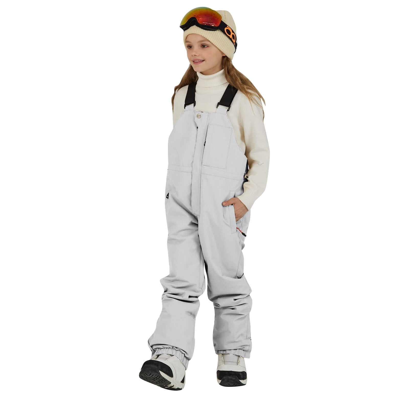 oqasdz Kids Pants Adjustable Insulated Bib Overalls with Knee Pads for ...
