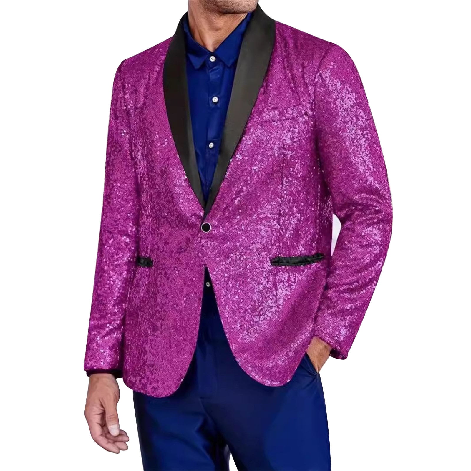 oqasdz Mens Blazer Casual Fashion Suit Sequin Stage Personality ...