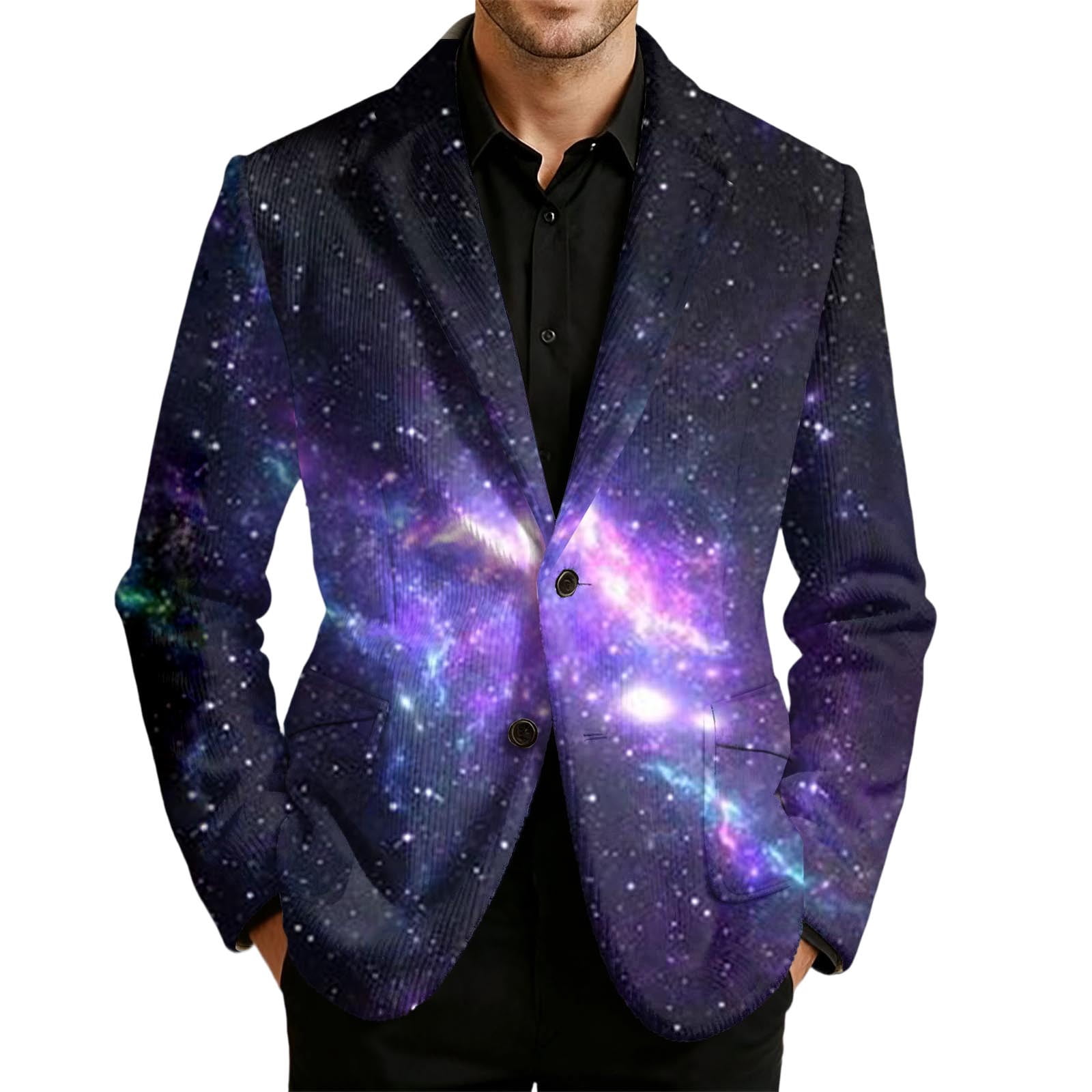 oqasdz Mens Blazer Corduroy Jacket Unique Starry Sky Print Fashion ...