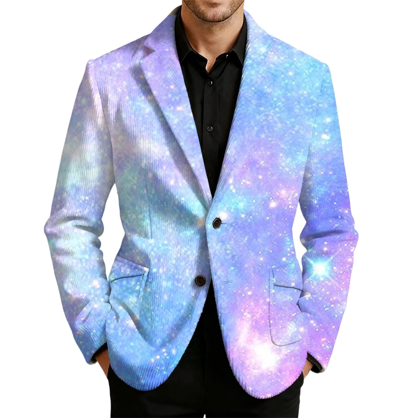 oqasdz Mens Blazer Corduroy Jacket Unique Starry Sky Print Fashion ...