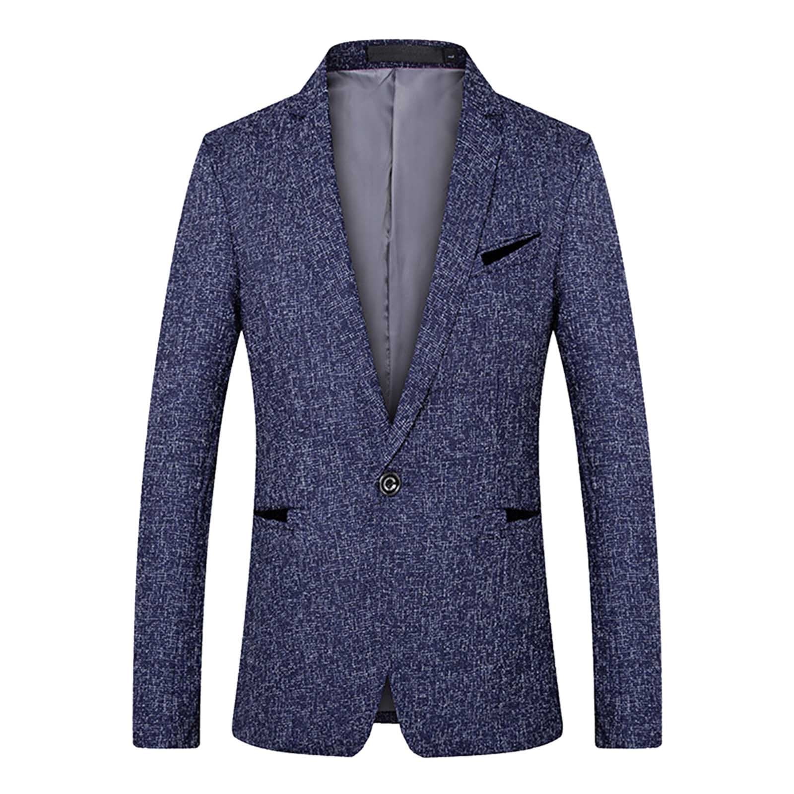 oqasdz Mens Blazer Slim Fit One Button Solid Color Tuxedo Business ...