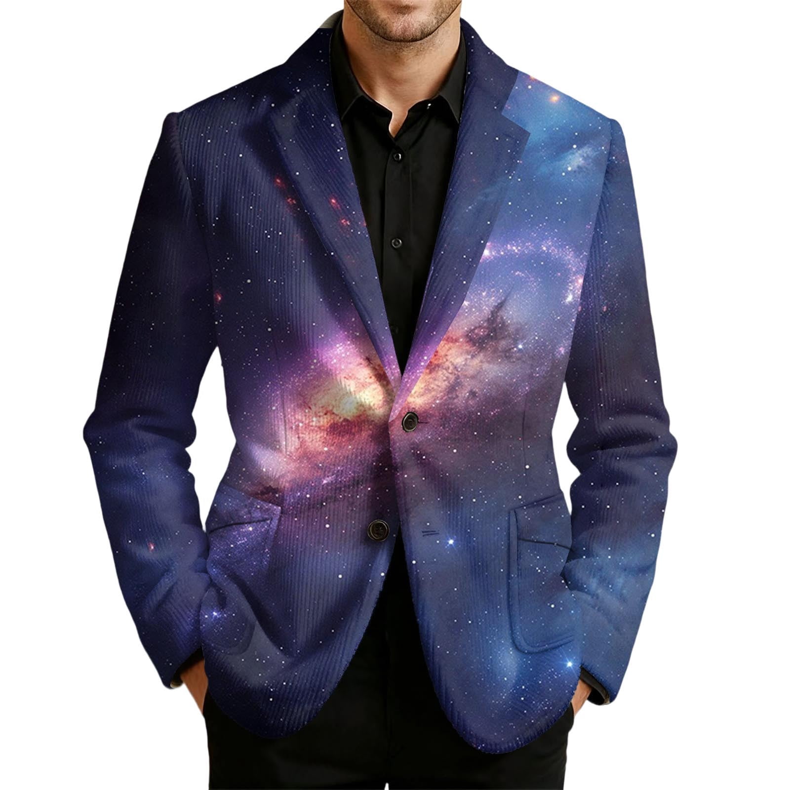oqasdz Mens Suit Jacket Corduroy Jacket Unique Starry Sky Print Fashion ...