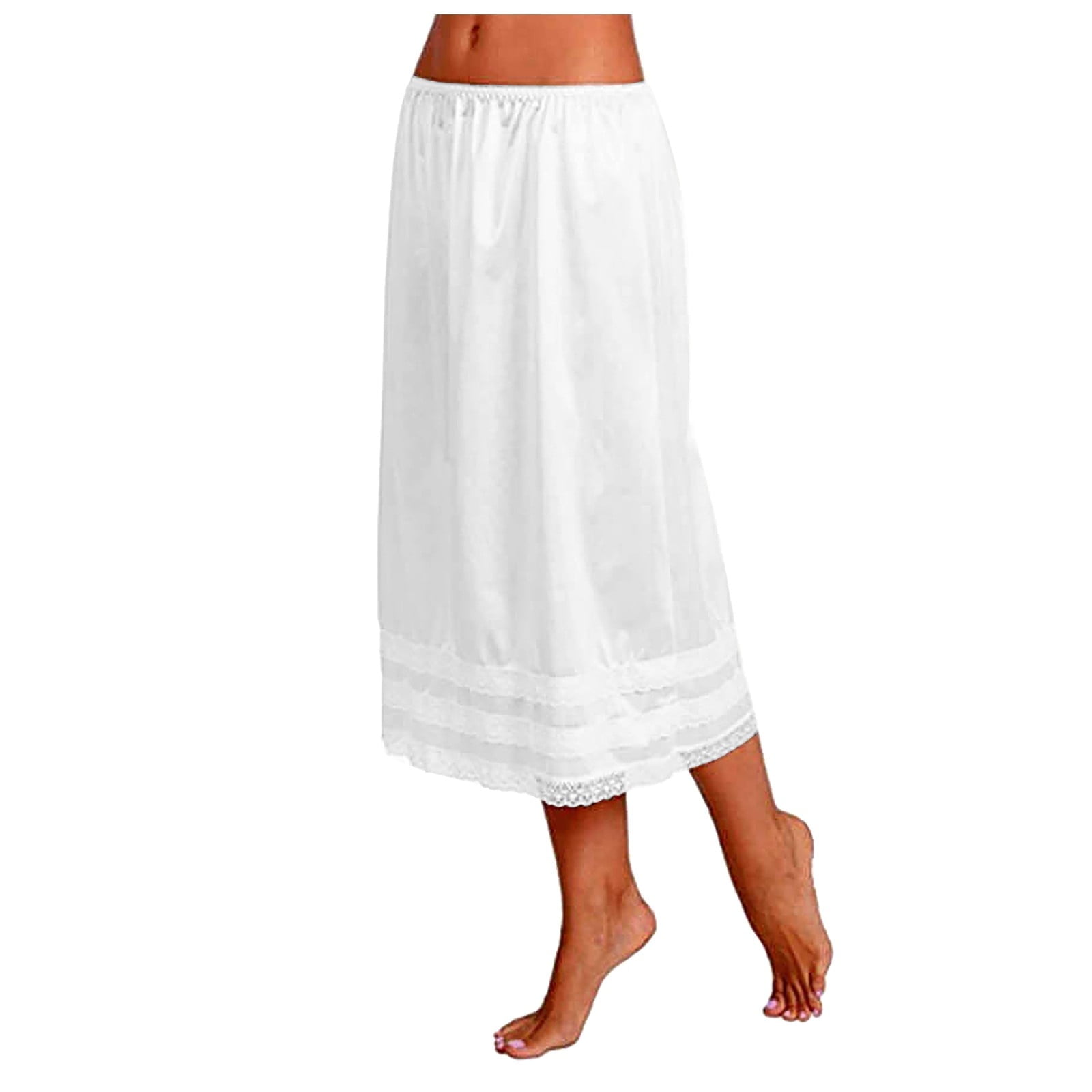 oqasdz Solid Color Half Skirts For Women Underskirt Dress Extender Lace ...
