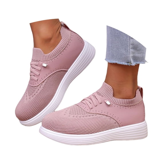 oqasdz Women Casual Shoes Breathable Solid Color Slip On Walking Shoes ...