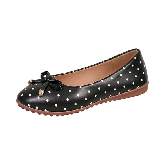 oqasdz Women Casual Shoes Polka Dot Print Flat Bottom Dressy Shoes ...