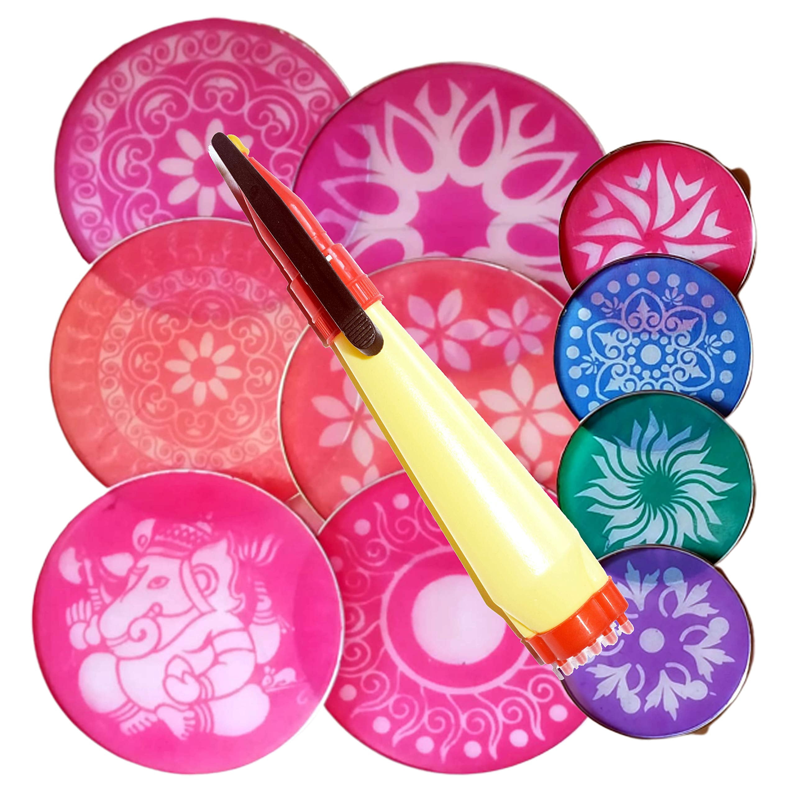 oramsa Combo of Rangoli kit - 8" Six Rangoli Stencil 4" Four Rangoli ...