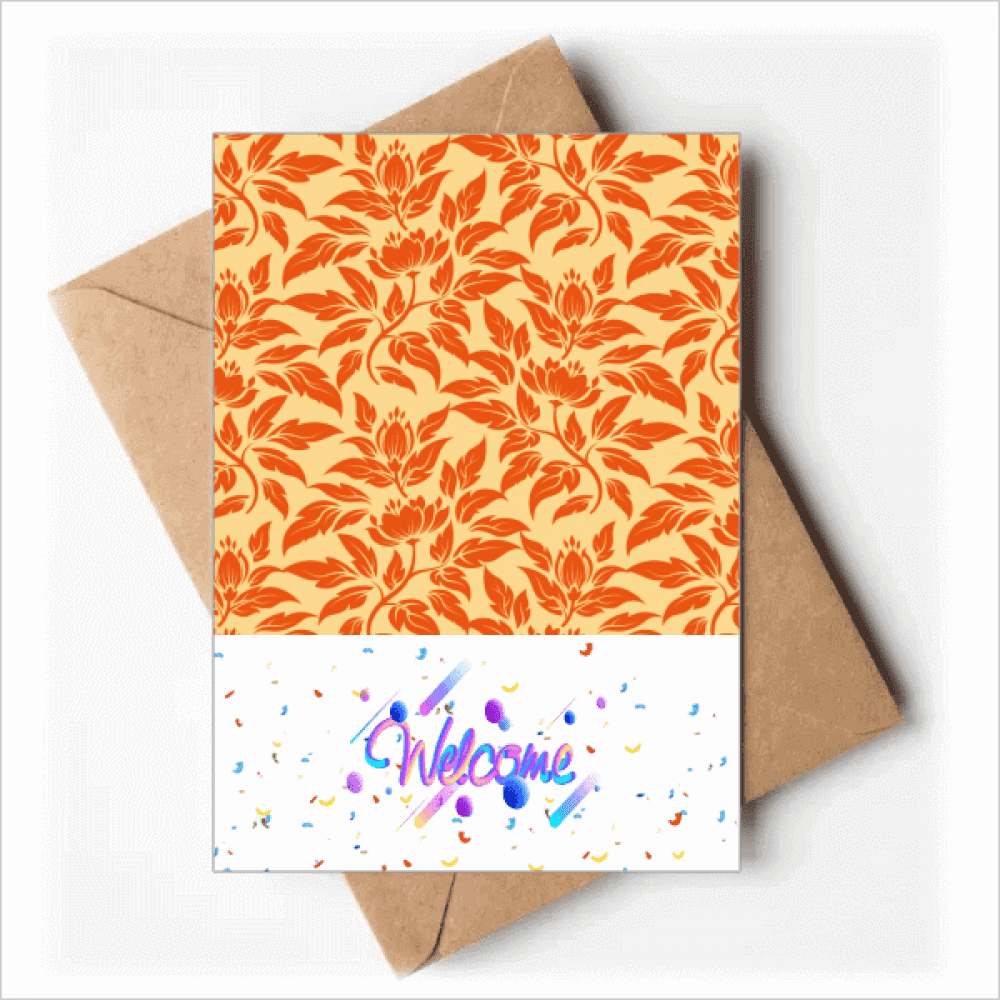 orange en decorative classic floral Welcome Back Greeting Cards ...