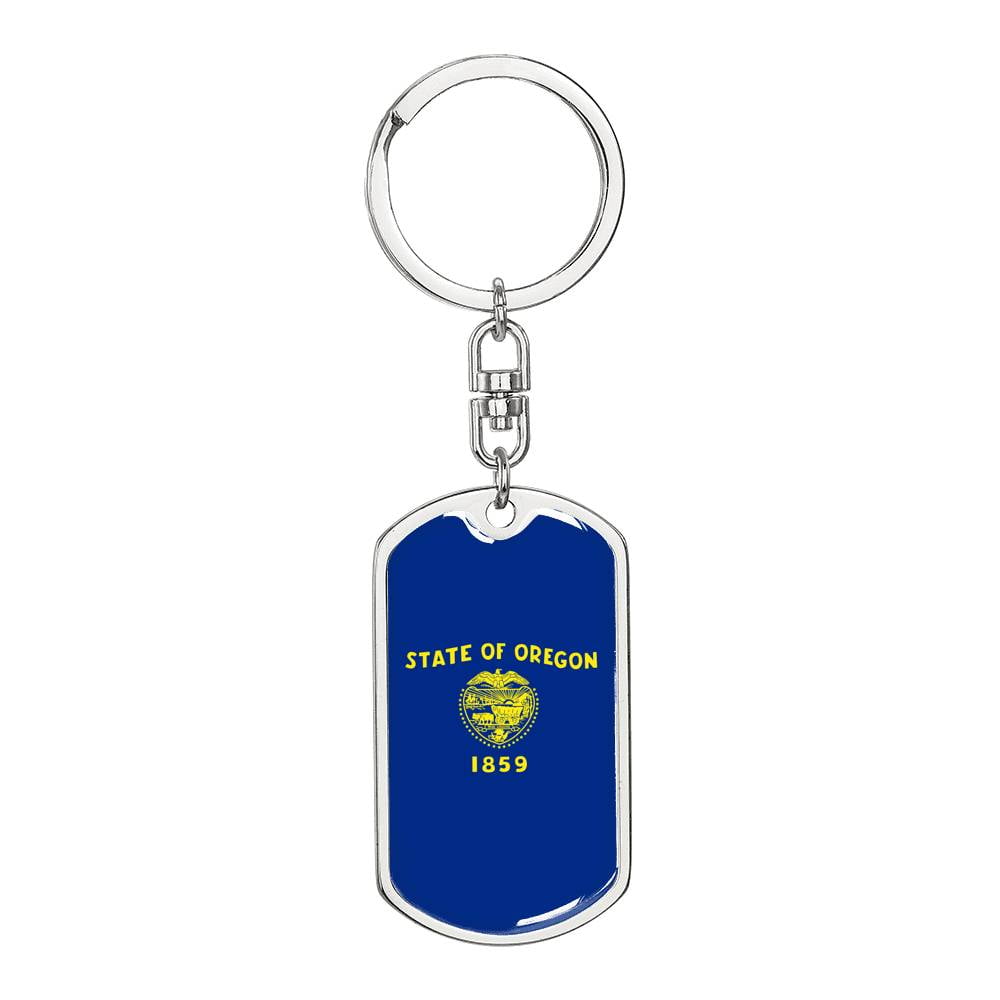 oregon State Flag Keychain Dog Tag Stainless Steel or 18k Gold ...