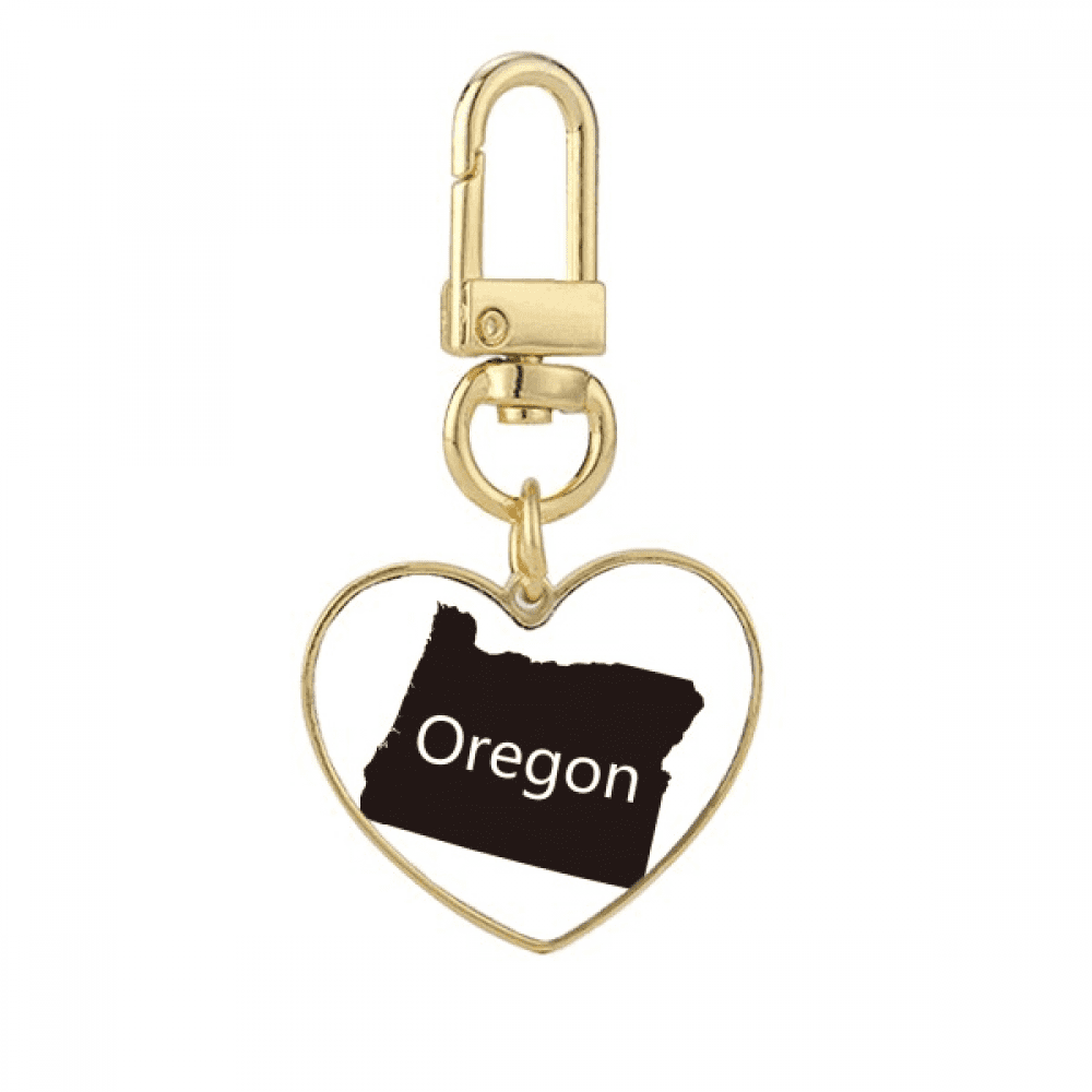 oregon the united states of amemap gold heart keychain metal keyring ...
