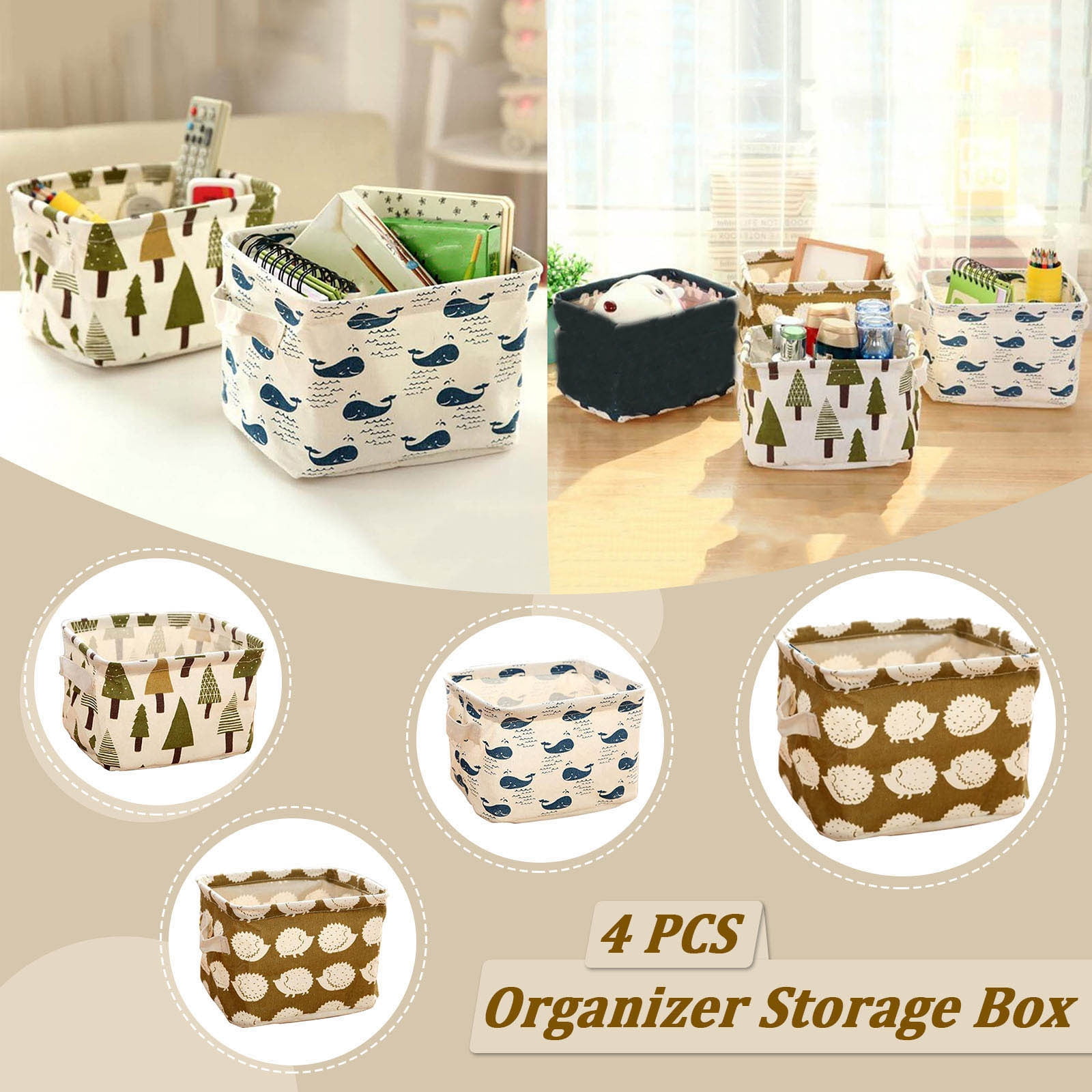 organization and storage,Tissue Box 4PCS With 2 Handles In Sides On ...