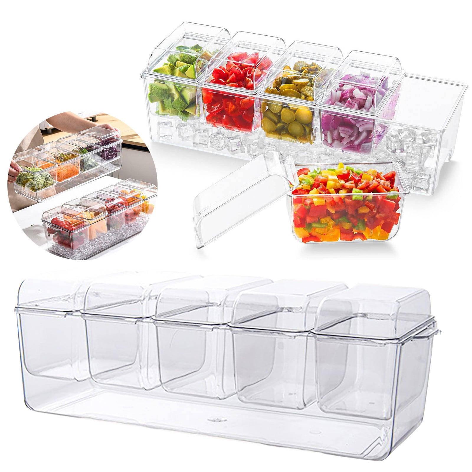 organization and storage,Chilled Condiment Box 5 Containers Condiment ...