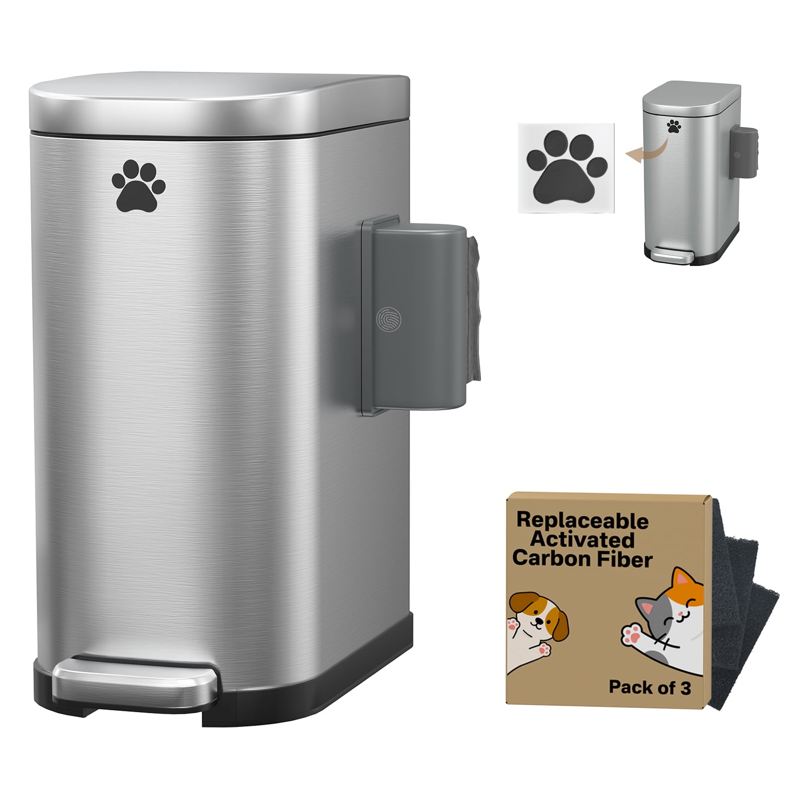 organizelink Dog Poop Trash Can Outside with Odor Control Lid & Step ...