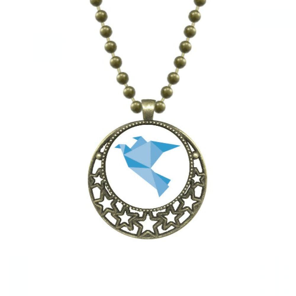 origa blue pigeon pattern pendant star necklmoon chain jewelry ...