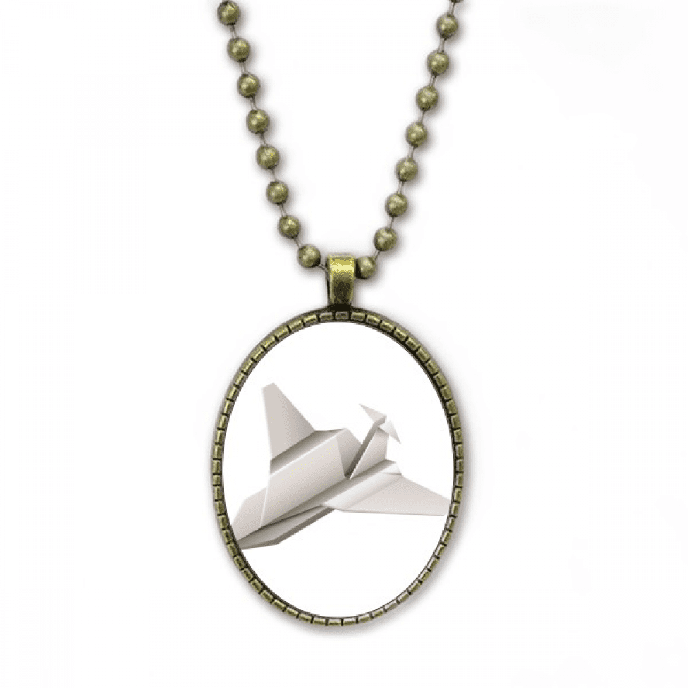 origa geometric aircraft pattern necklace vintage chain bead pendant ...