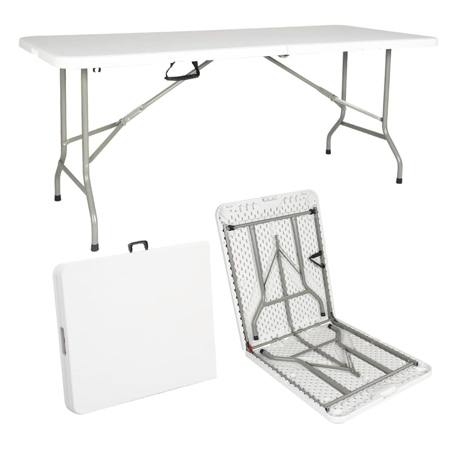 ormmor Products 6ft Plastic Folding Table, Indoor Outdoor Heavy Duty ...