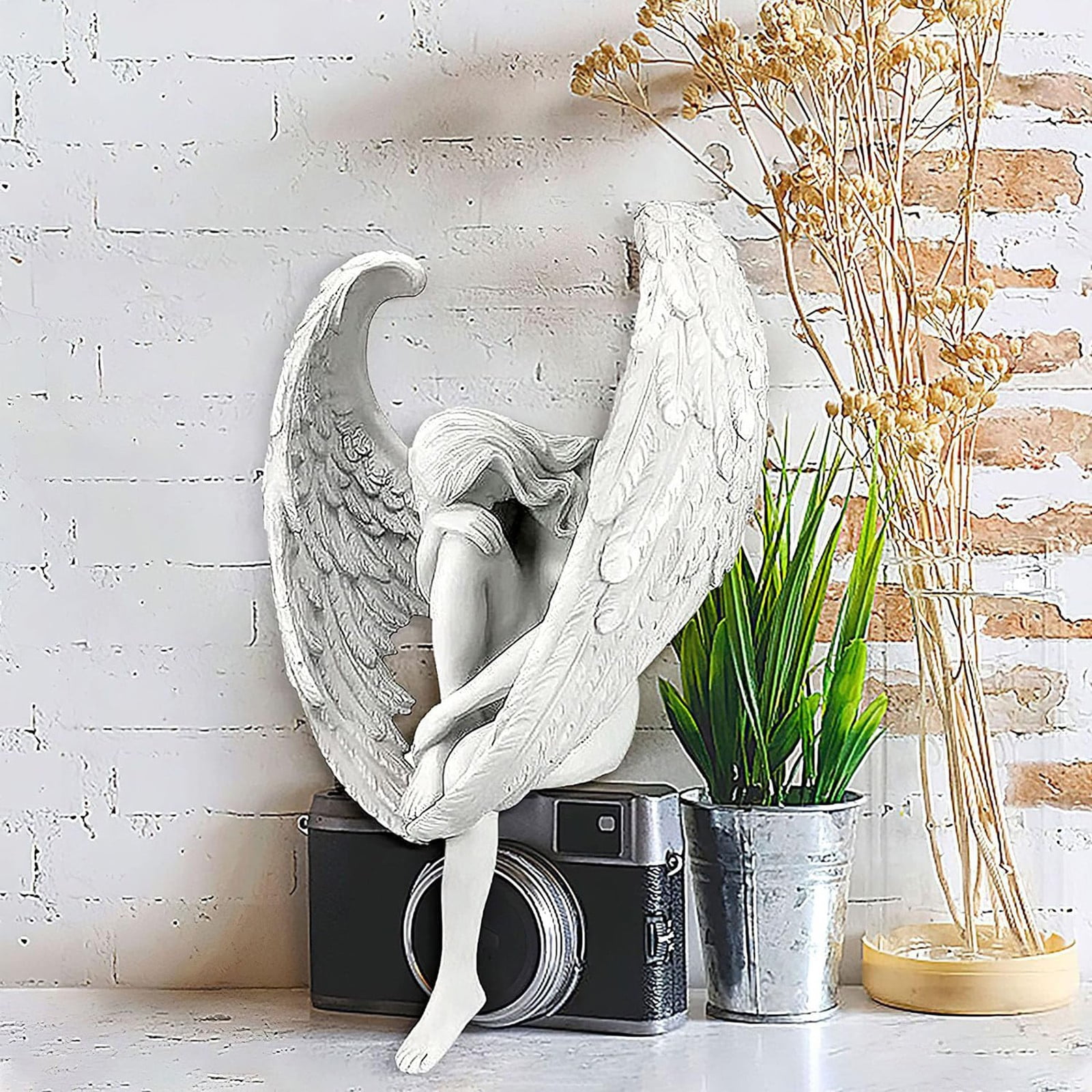 ornament decor,Angel Sculpture Winged Angel Garden Statue Heavenly ...