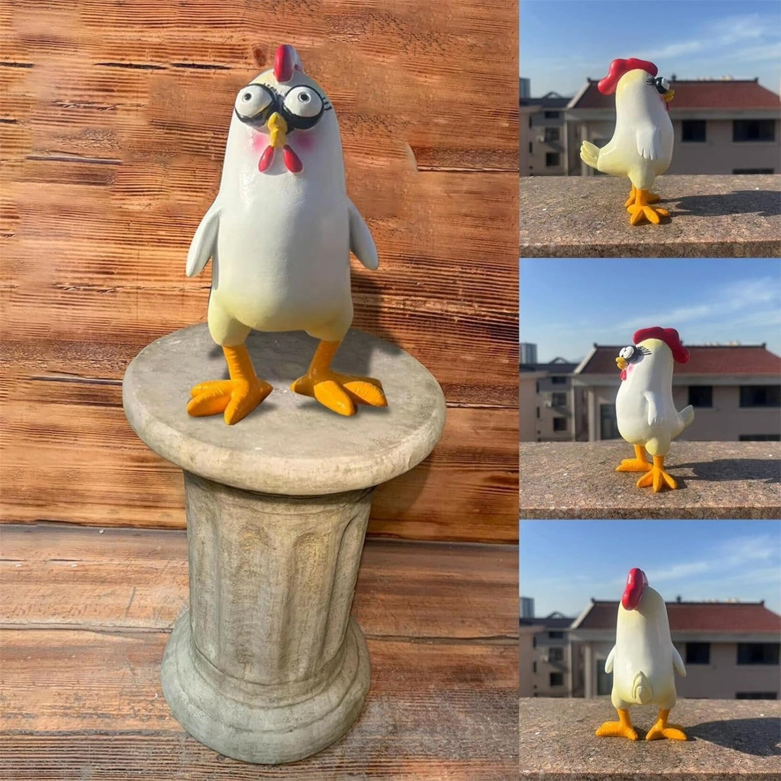 ornament decor,Chicken Decor Big Eyes Resin Chickens Handmade Sluggish ...