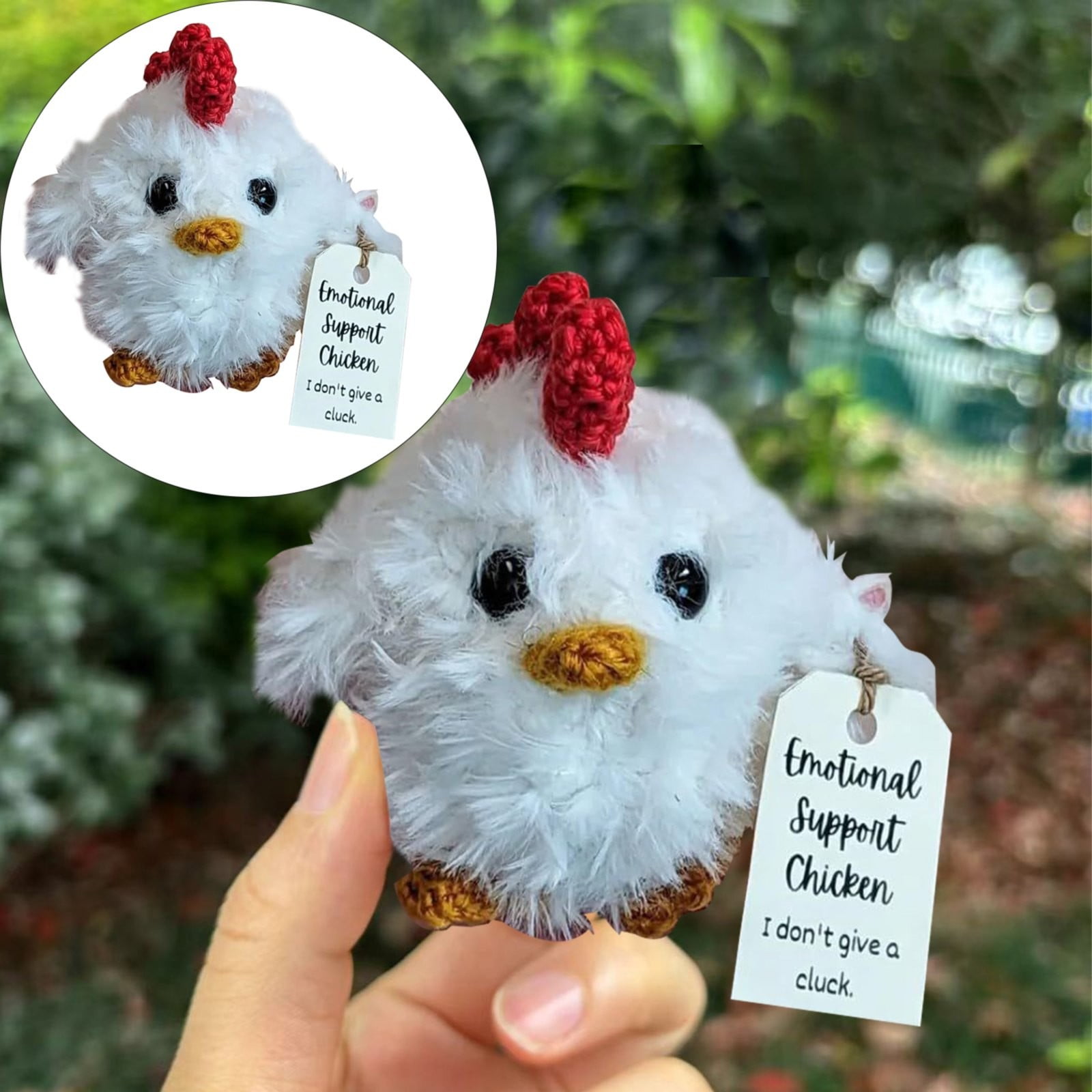 ornament decor,Emotional Support Crochet Chicken Handmade Crocheted ...