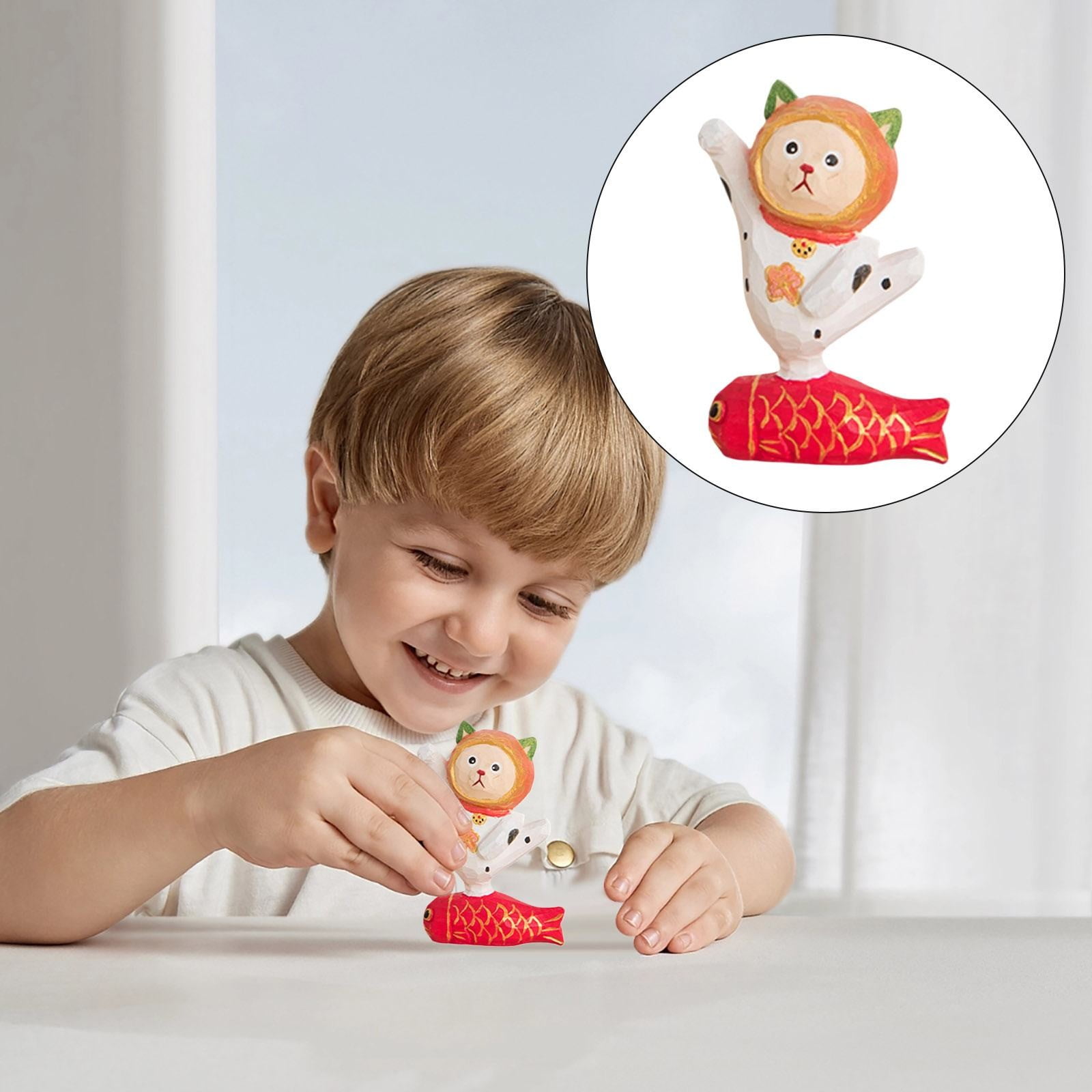 ornament decor,Wooden Catfish Statue Handmade Wood Carving Display ...