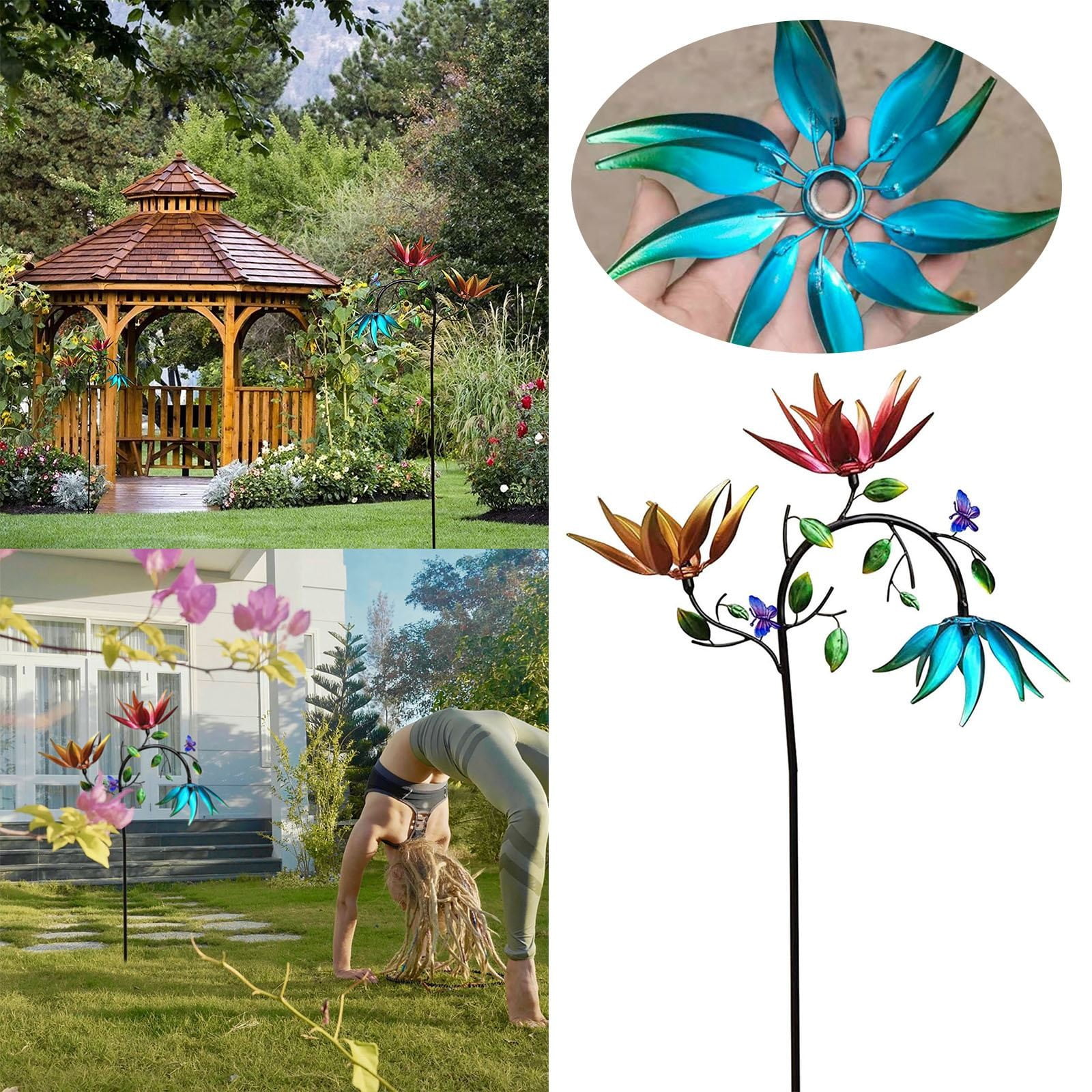 ornament display,Large Metal Wind Spin With Three Spin Flowers And ...